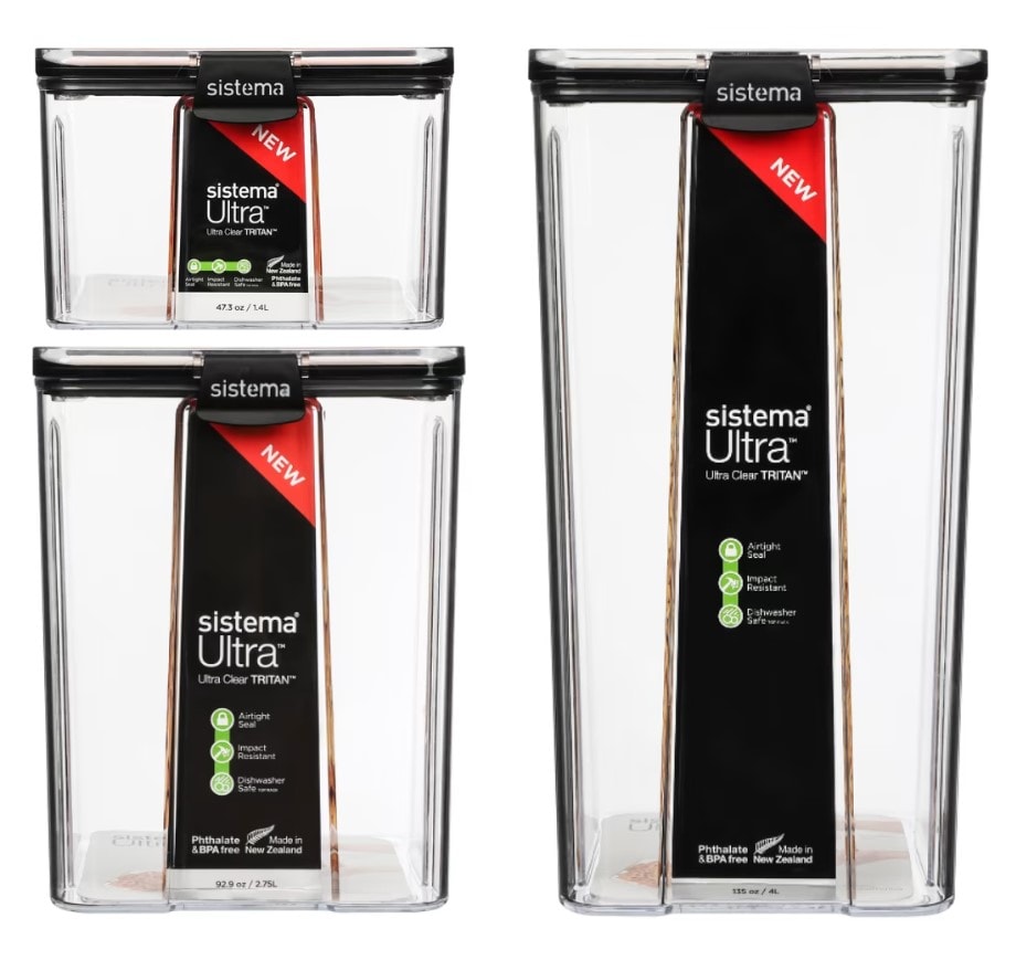 Sistema Tritan Ultra Square bokssæt 1 x 1,4L + 1 x 2,75L + 1 x 4L - Opbevaringsbokse - Frishop.dk