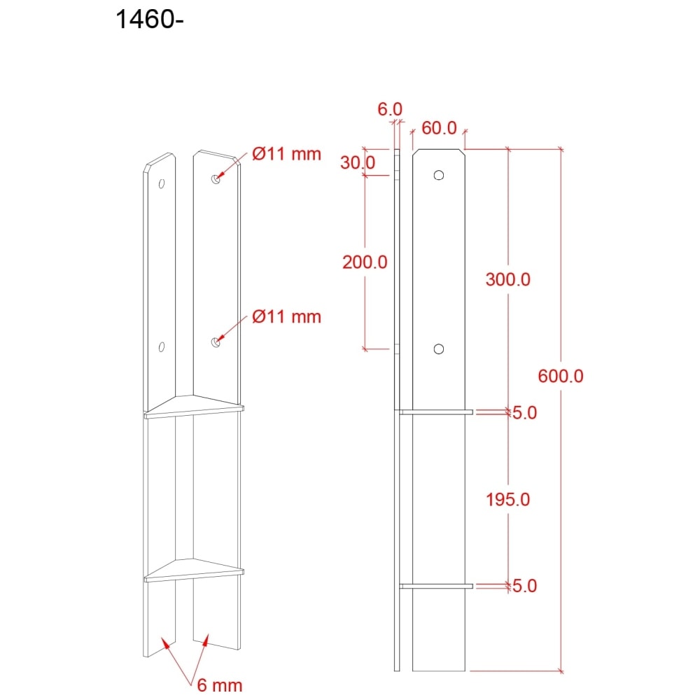 Plus hjørne stolpefod galv. til nedstøbning, til stolpe 9 x 9 cm ...