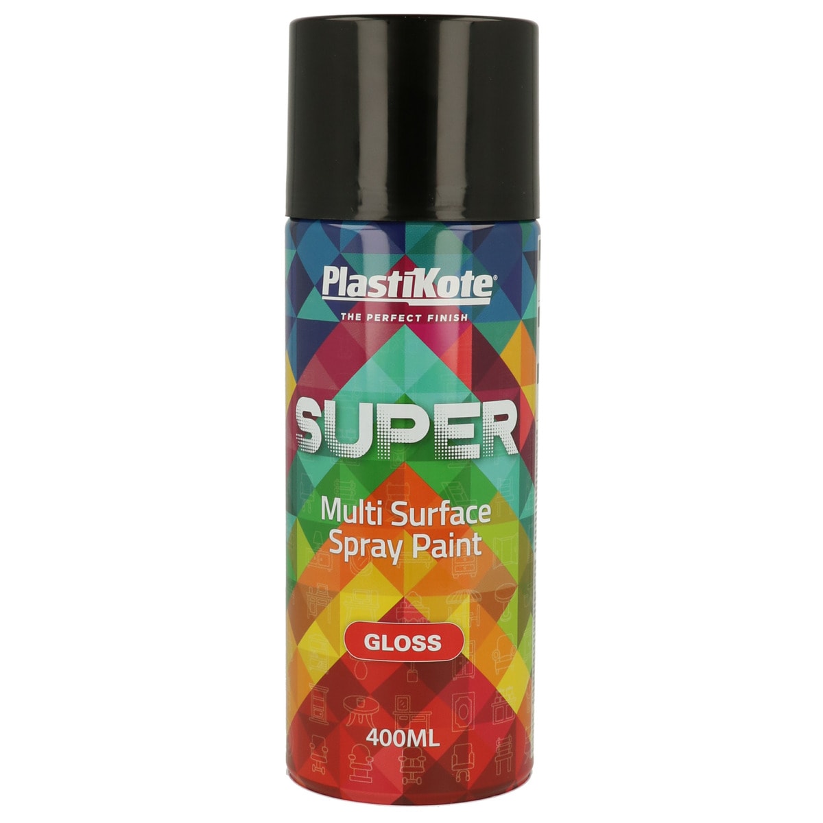 Plasti-kote super i farven blank sort ral 9005B.Spraydåse med 400 ml ...